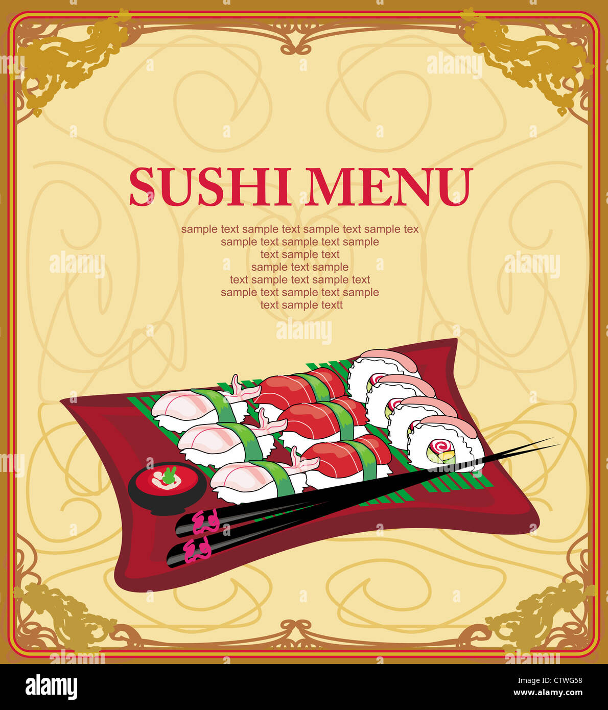 template of traditional Japanese food menu Stock Photo - Alamy