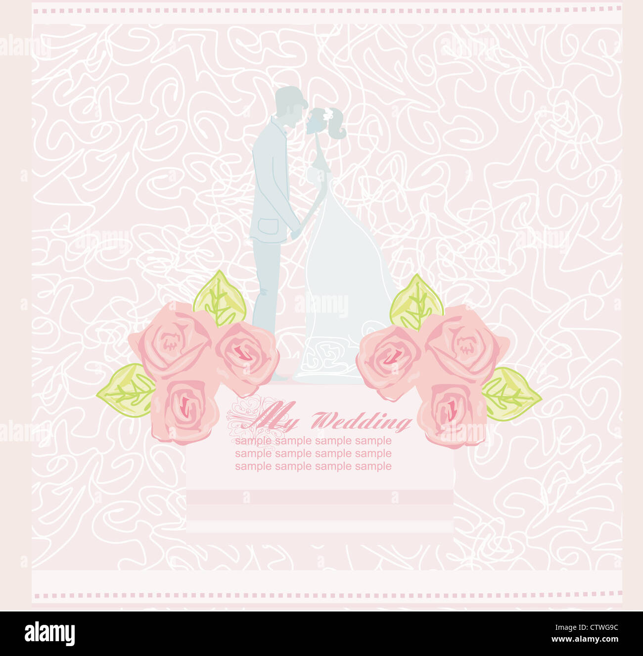 elegant wedding invitation with wedding couple Stock Photo - Alamy