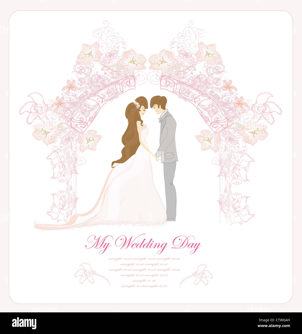 elegant wedding invitation with wedding couple Stock Photo - Alamy