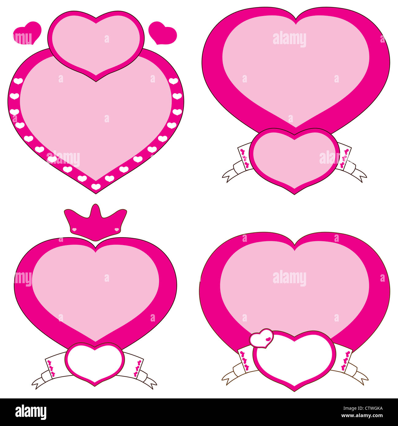 Love heart label and and frame decorations for Valentine holiday Stock ...