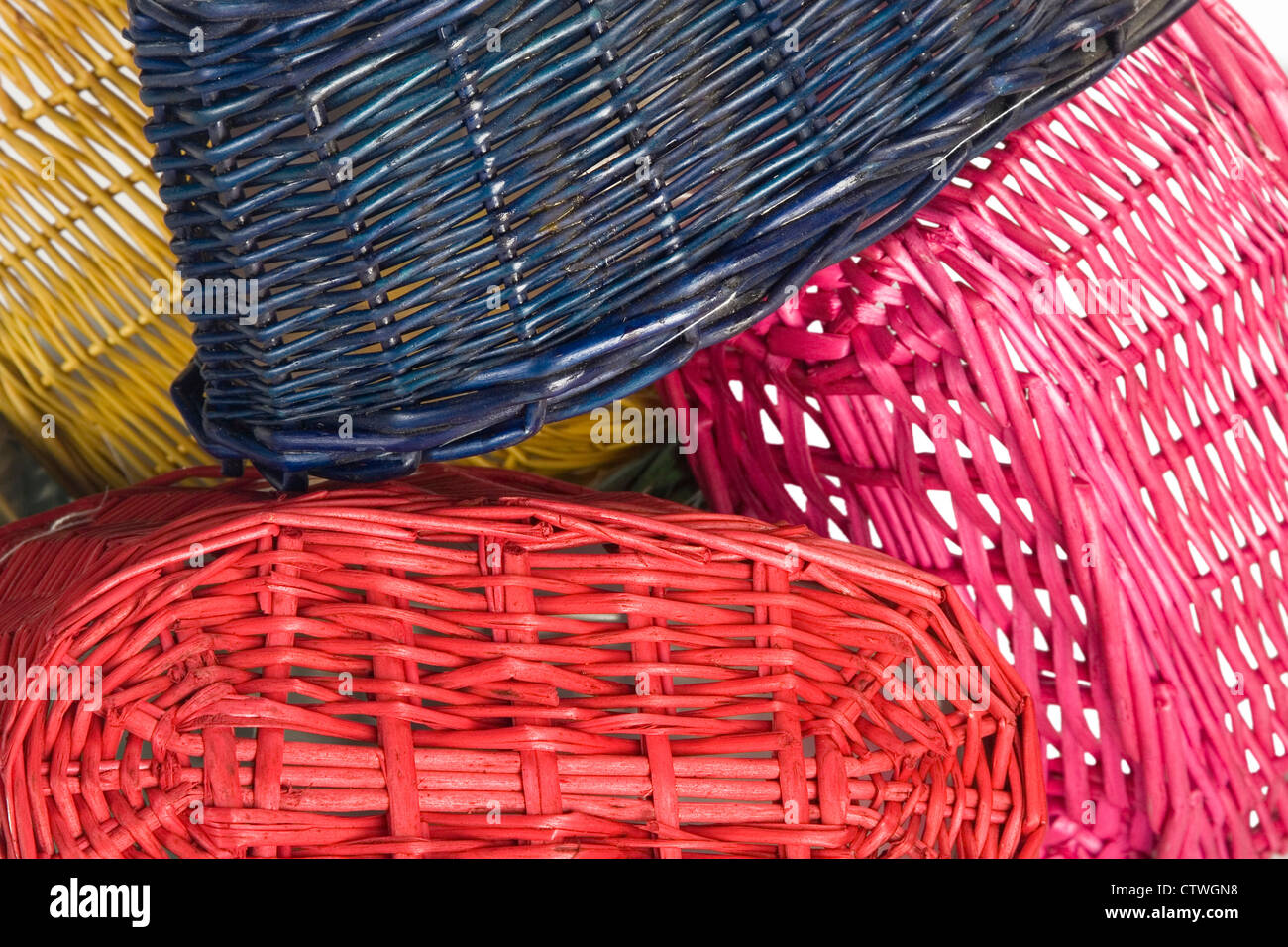 isolated on white woven straw baskets Stock Photo - Alamy
