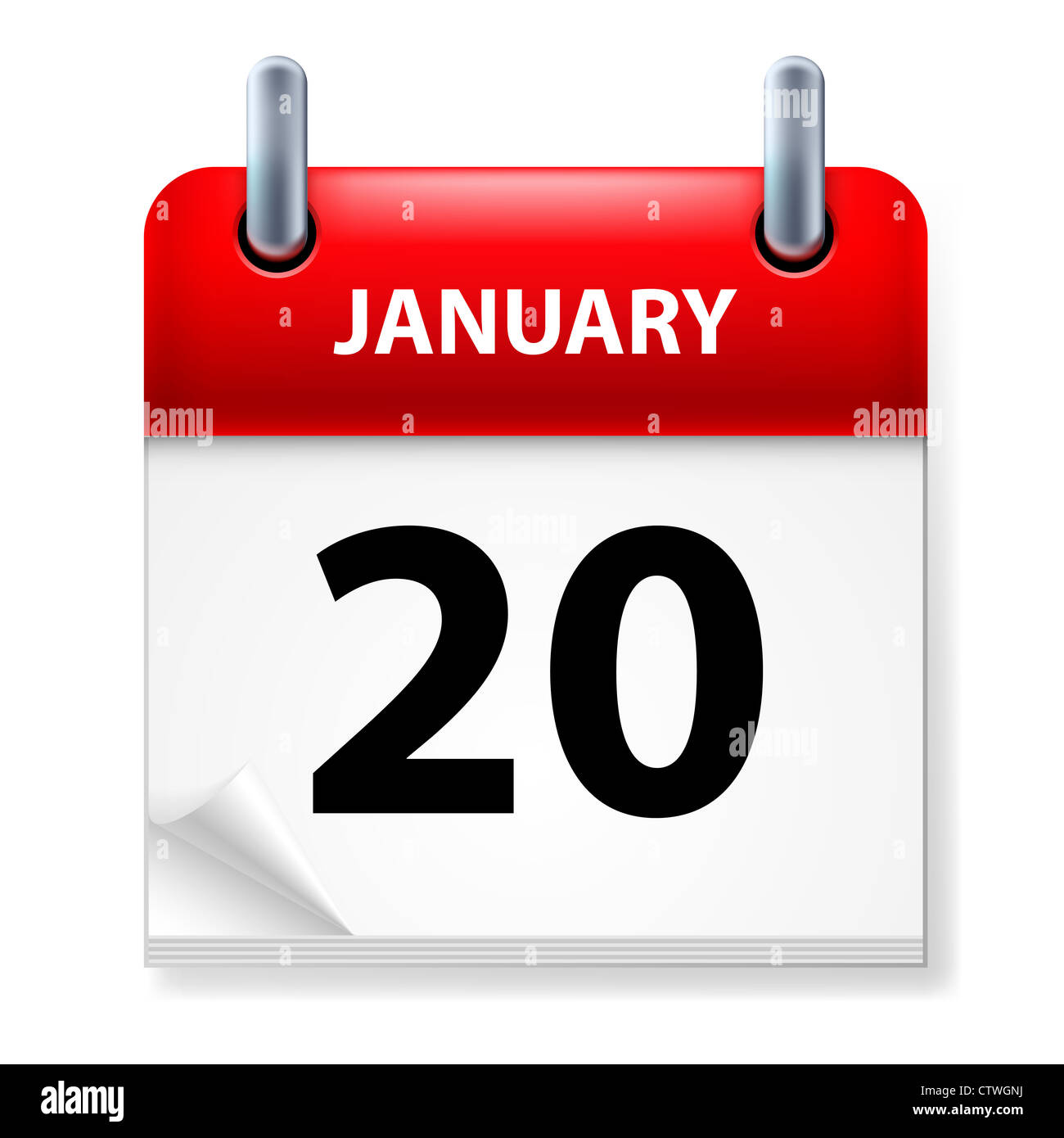 Twentieth January in Calendar icon on white background Stock Photo - Alamy
