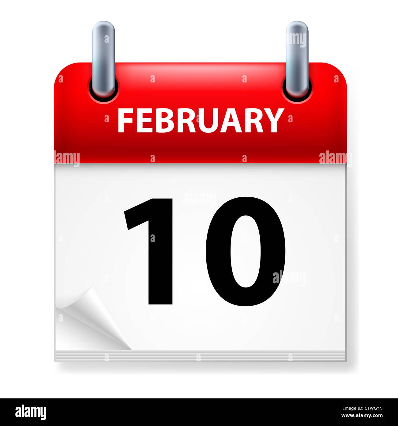 Tenth February in Calendar icon on white background Stock Photo - Alamy