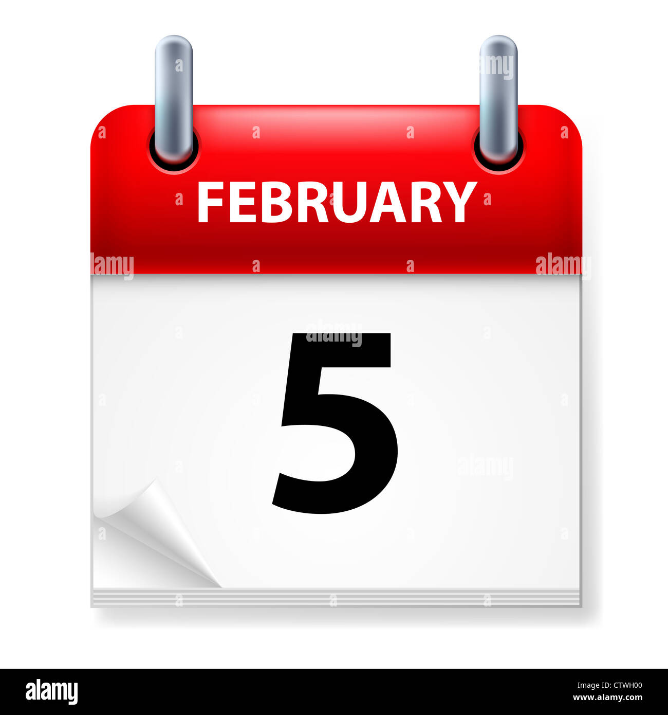 Fifth February in Calendar icon on white background Stock Photo - Alamy