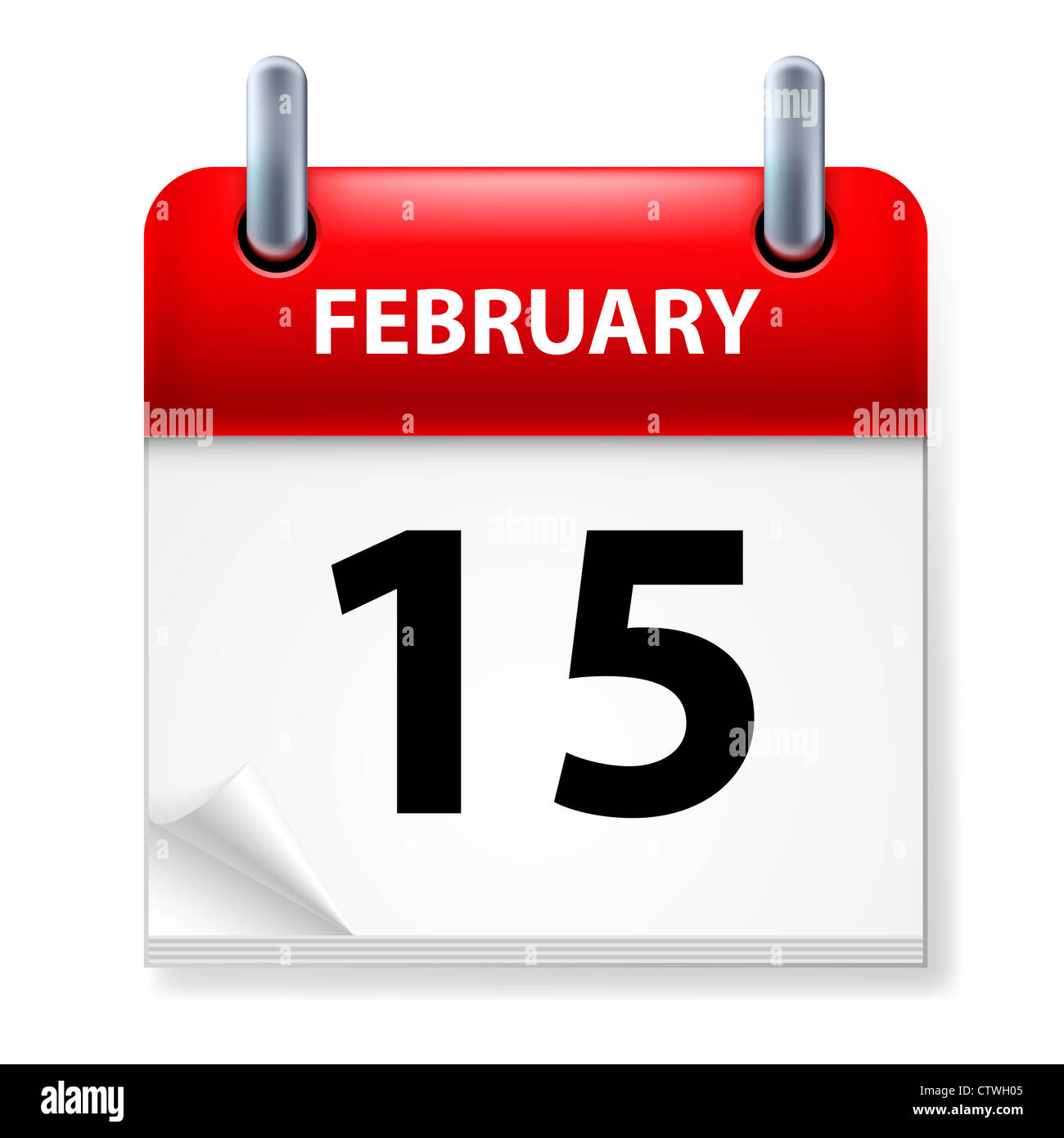 Fifteenth February in Calendar icon on white background Stock Photo - Alamy