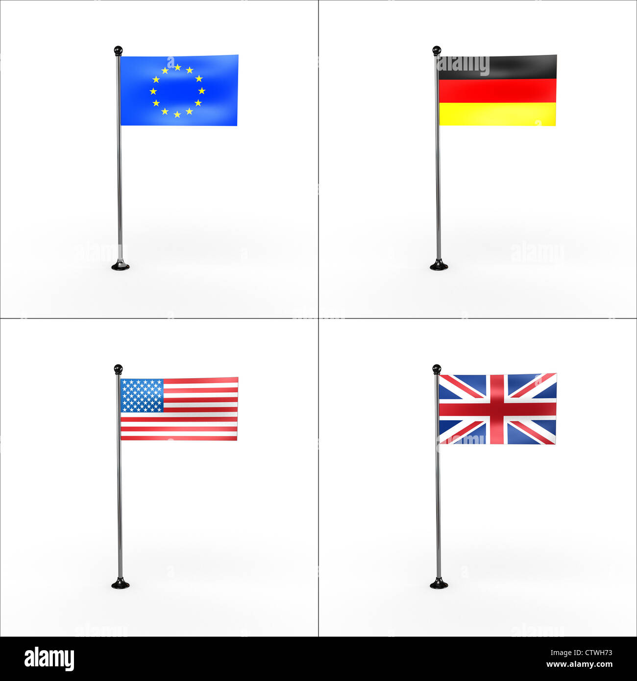 national flags of europe, united states, united kingdom, germany Stock ...