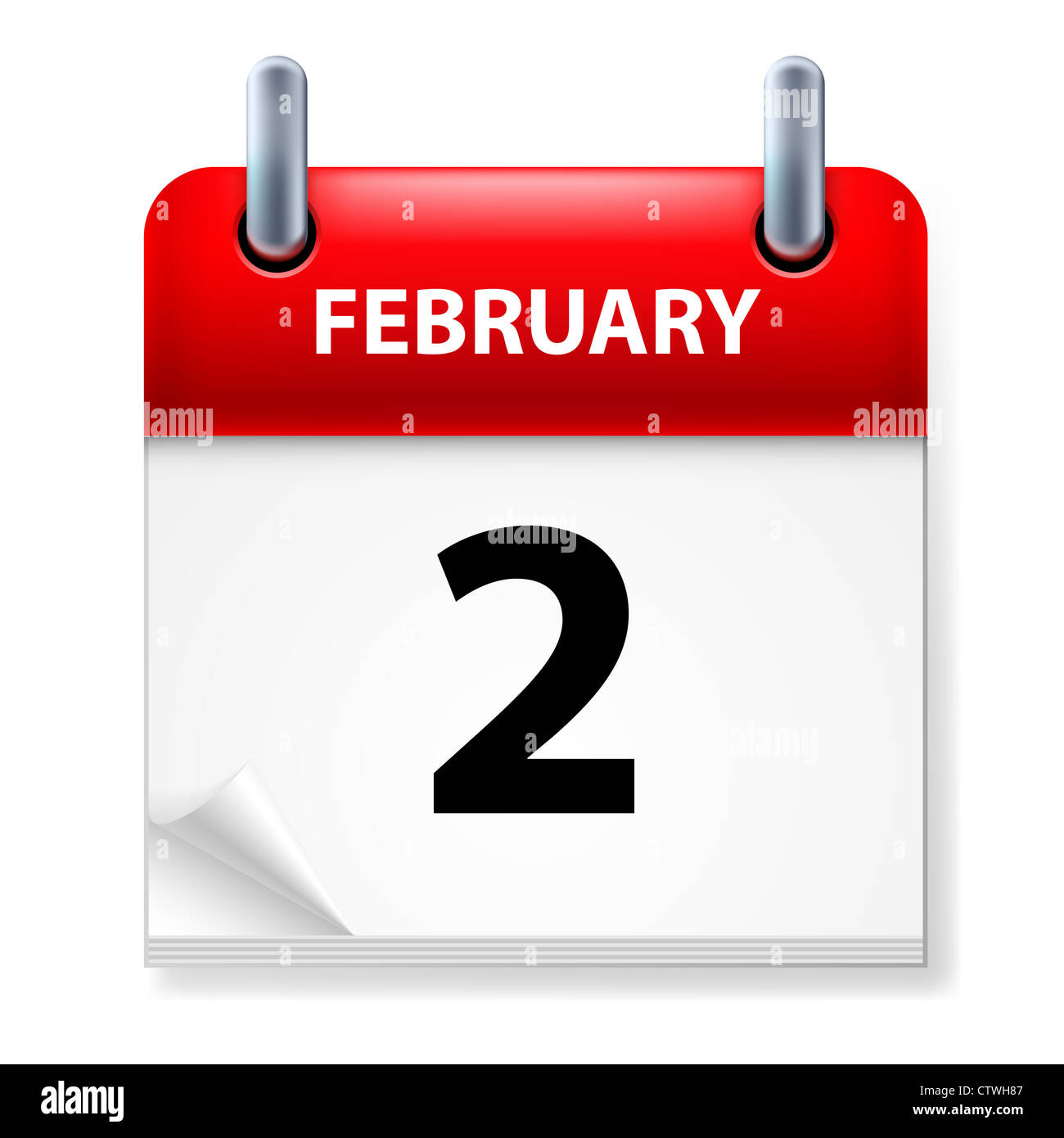 Second February in Calendar icon on white background Stock Photo - Alamy
