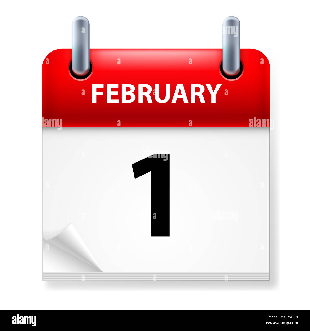 First February in Calendar icon on white background Stock Photo - Alamy