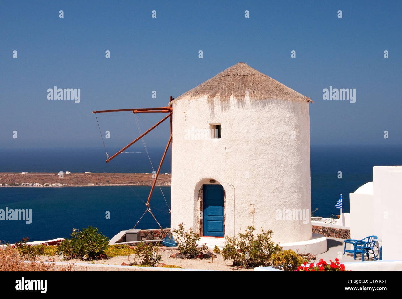 Windmill that serves as a place to stay, Oia, Santorini, Greece Stock ...