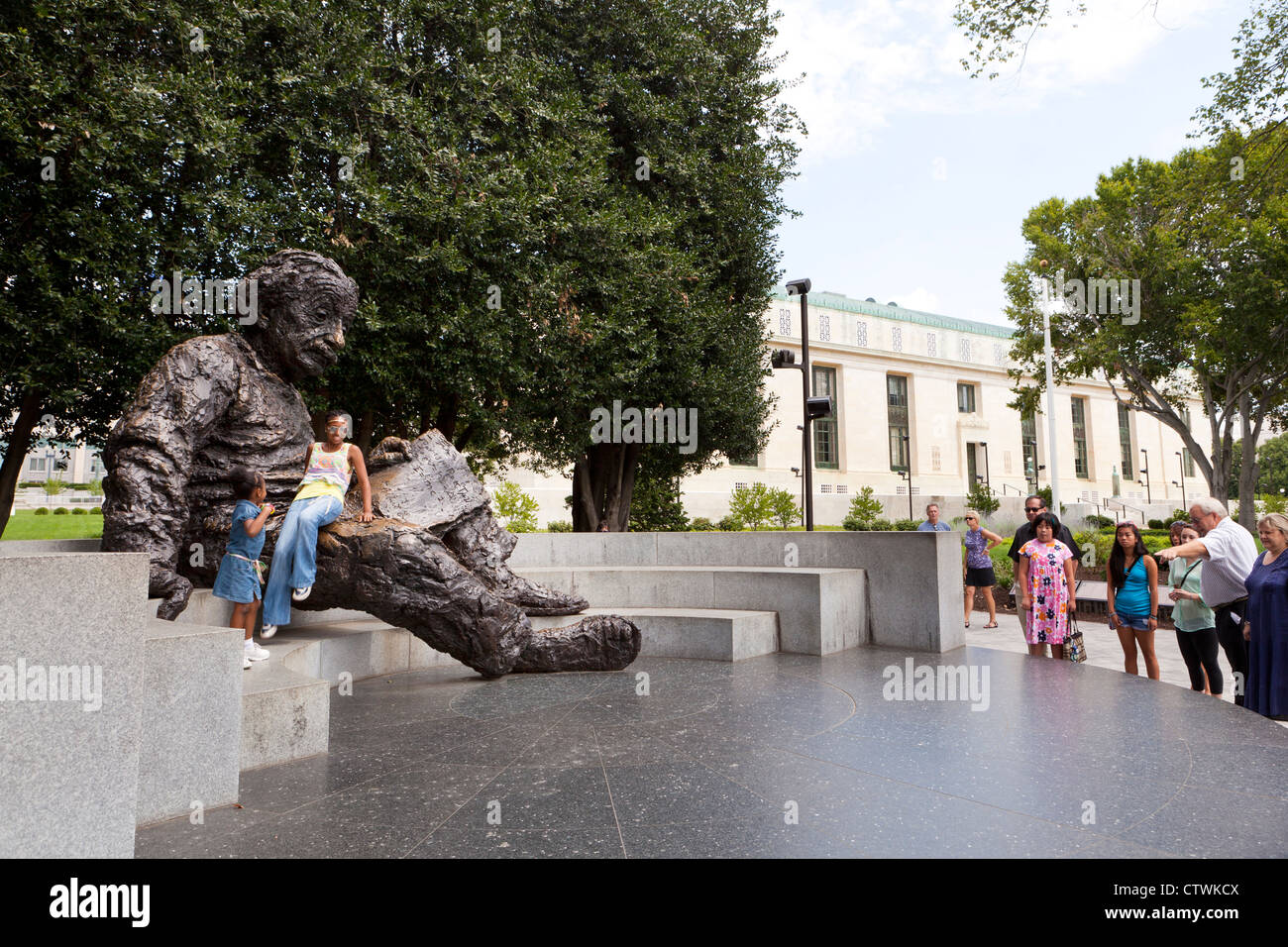 Visitors at the Albert Einstein memorial at the National Academy of Science, Washington, DC USA ...