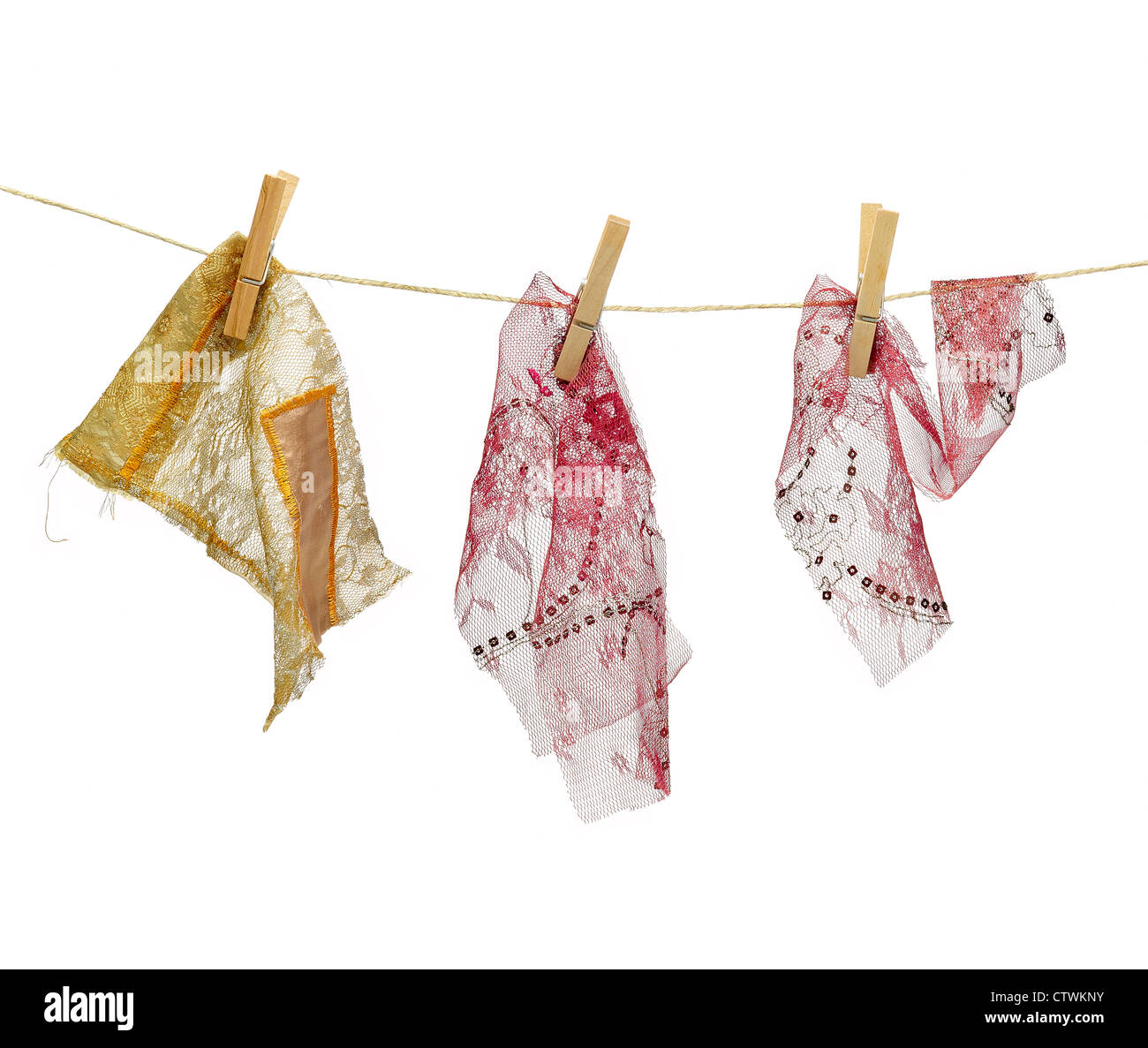 Cloths hanging on the rope Cut Out Stock Images & Pictures - Alamy