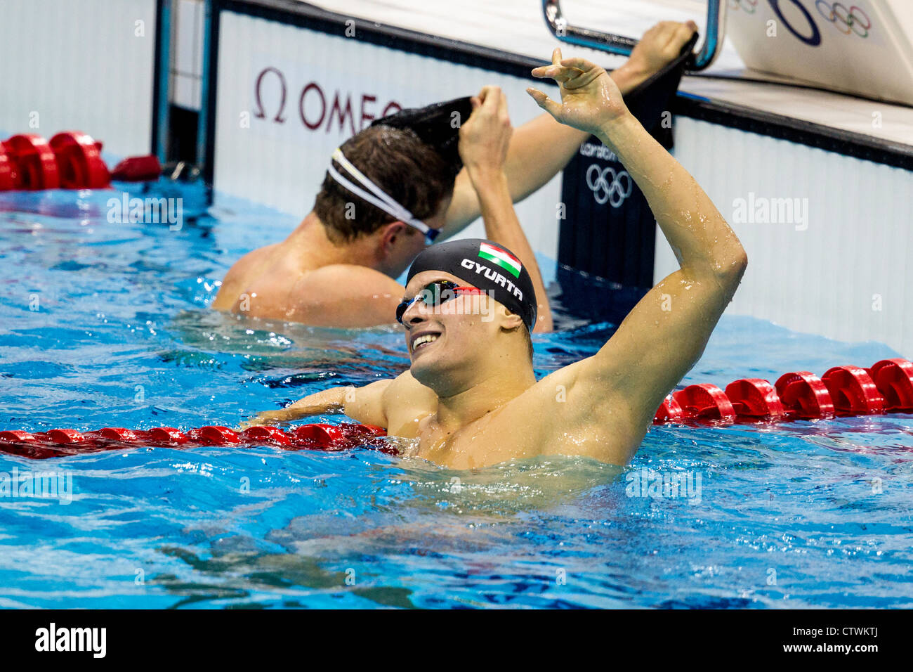 Daniel Gyurta (HUN) reacts after winning the gold medal in the Men's ...