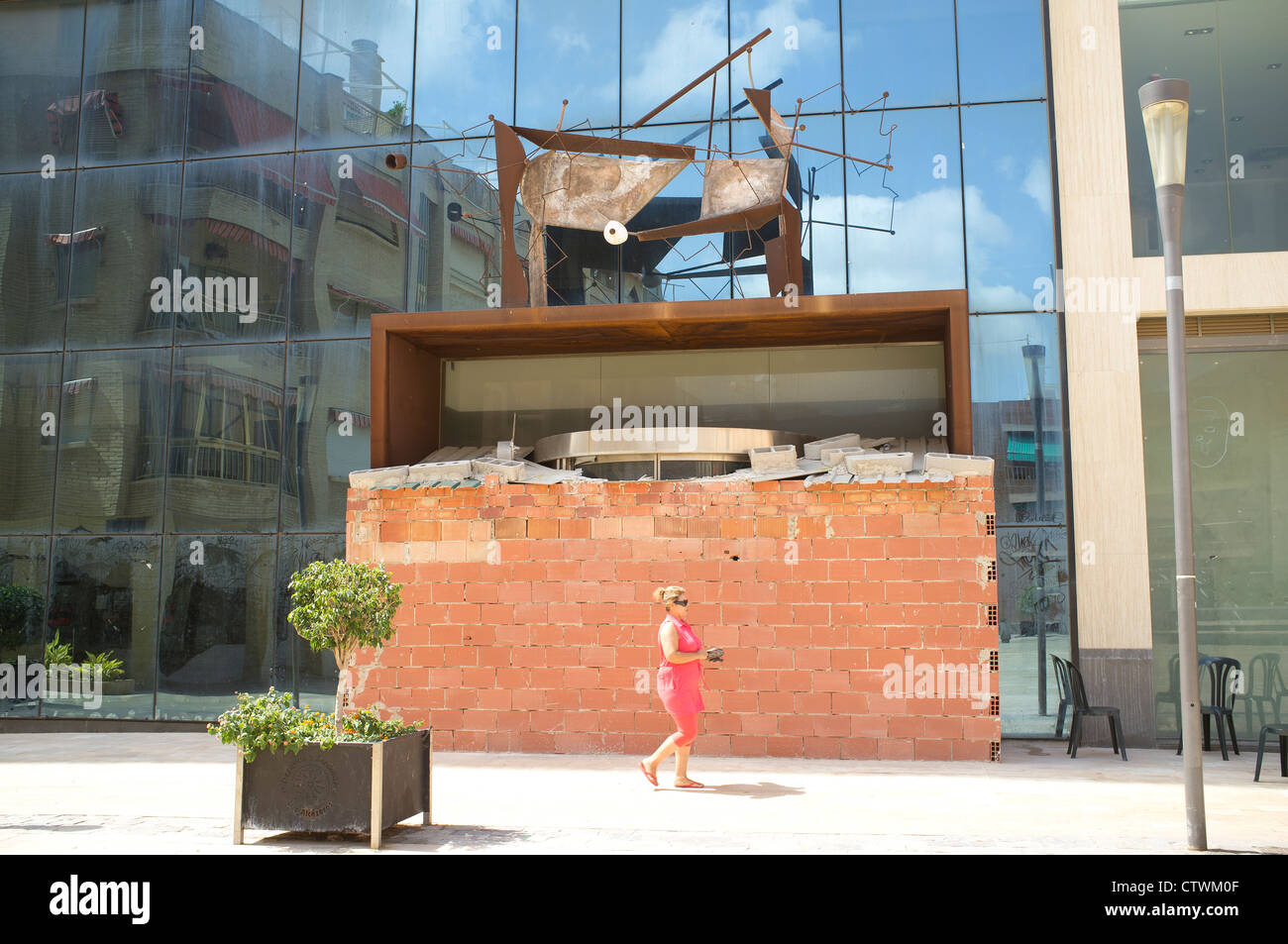 New unoccupied building with front entrance bricked up for security Los ...