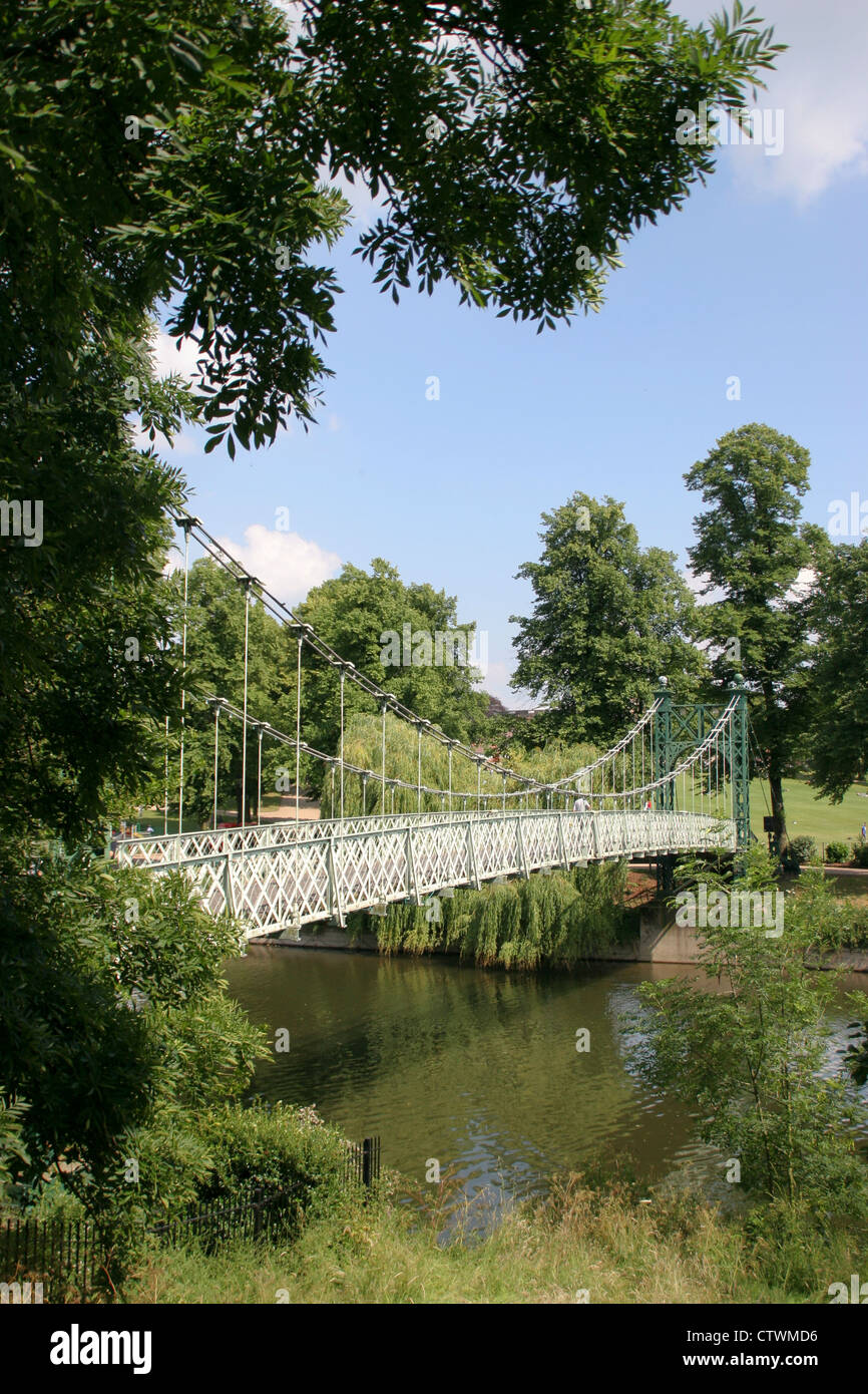 River Severn and Suspension Bridge Quarry Gardens Shrewsbury Shropshire ...