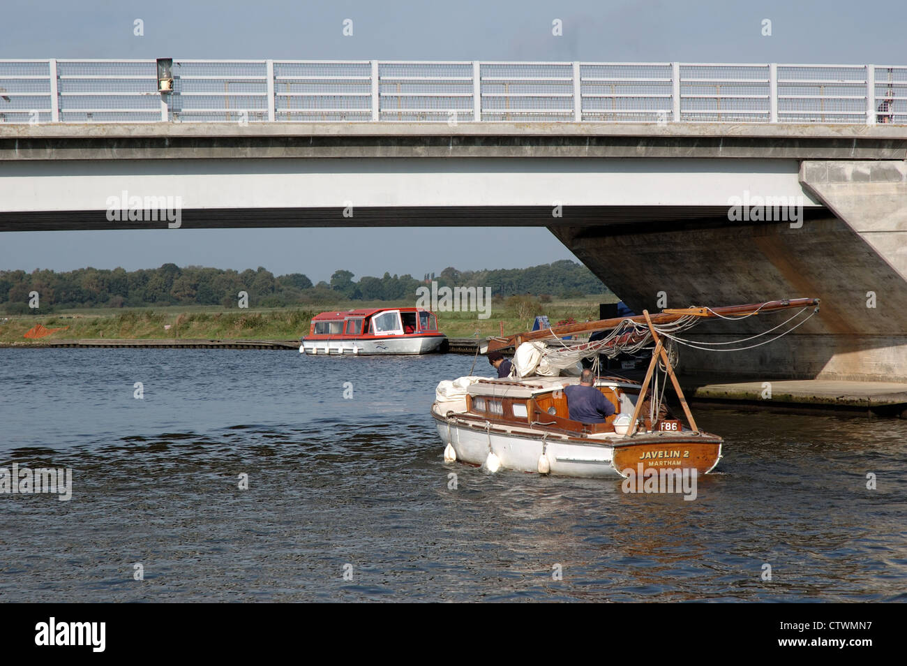 Javelin 2 traditional wooden Broads sailing yacht on the River Bure ...