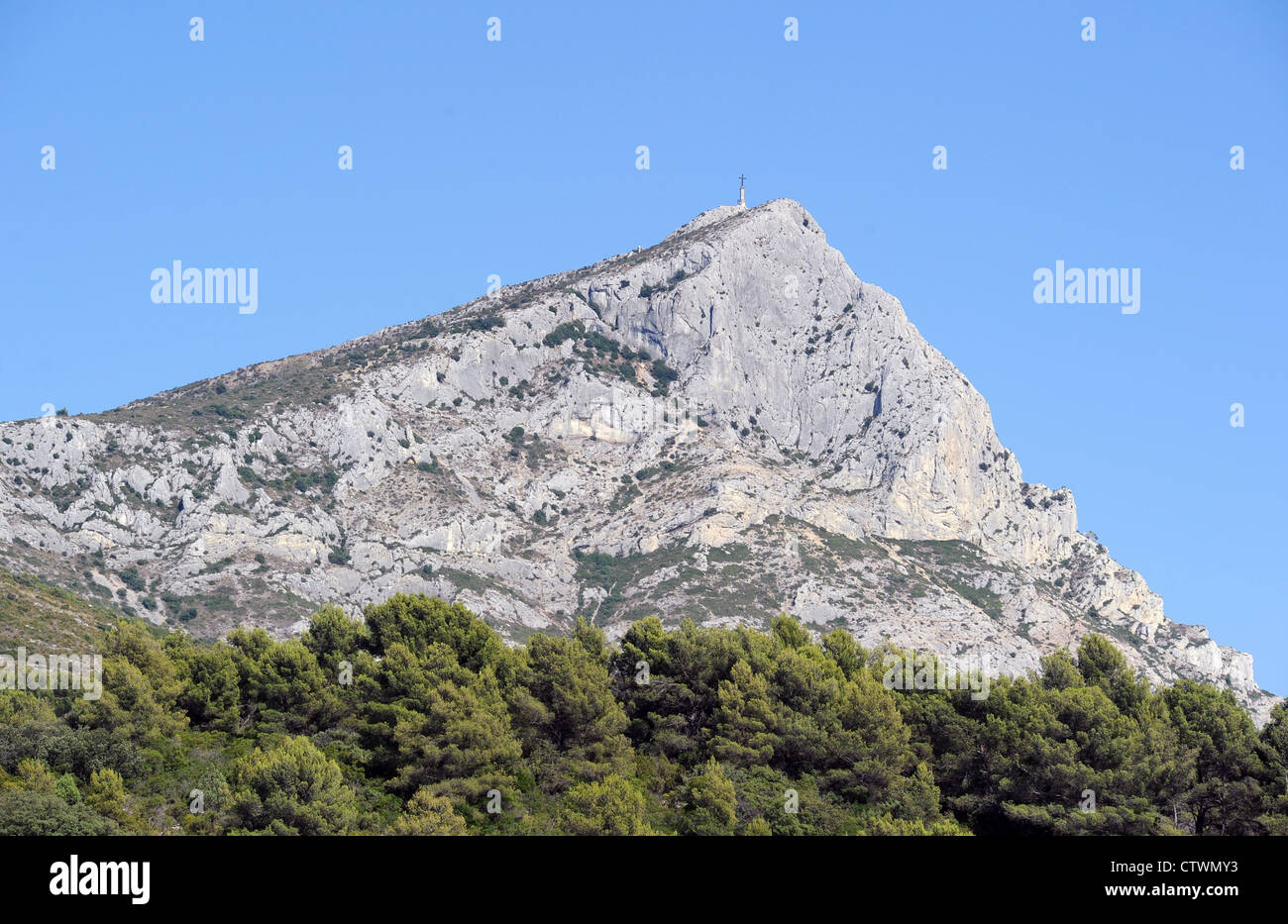 View of Mont Sainte-Victoire, near Aix-en-Provence, France. This ...