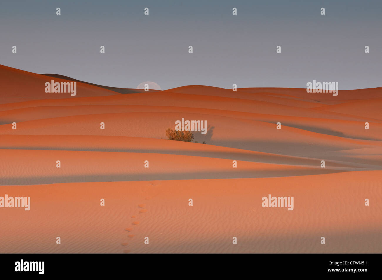 full moon rising over the Sahara Desert at Erg Chigaga, Morocco Stock ...