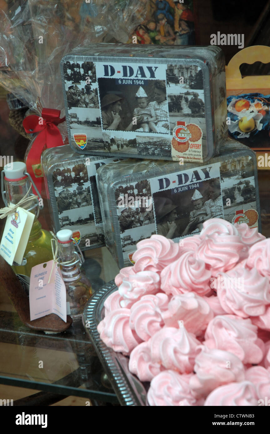 D-Day commemoration sweets in the window at Boulangerie Victor Hugo, St ...