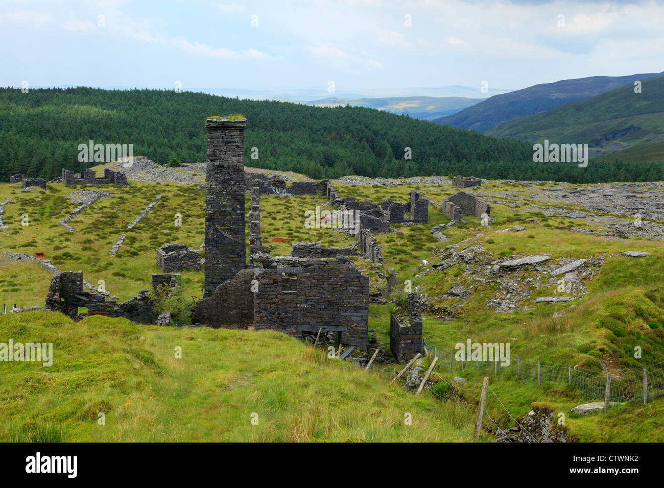 The old engine house at the base of an incline plain in Rhiw Bach ...