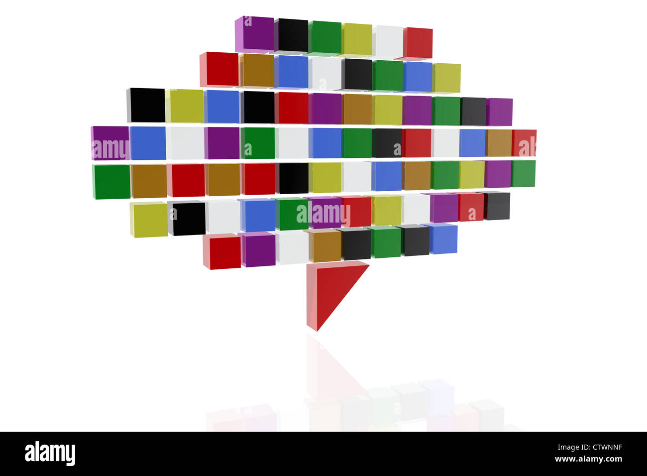 Communication logo with cubes. Chat icon. 3D illustration render Stock ...