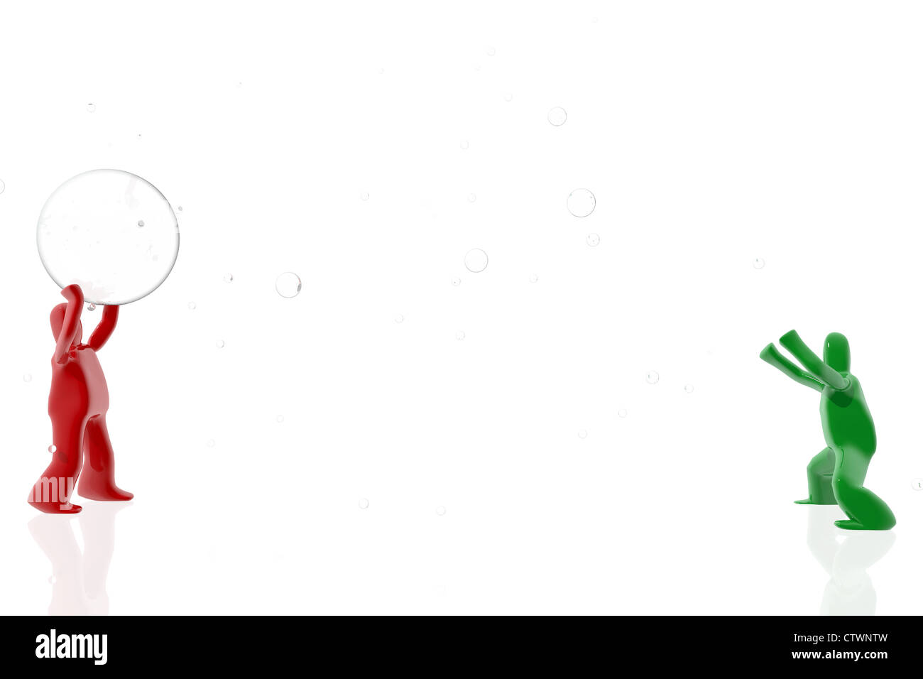 Two figures playing with bubbles. 3D render illustration Stock Photo ...