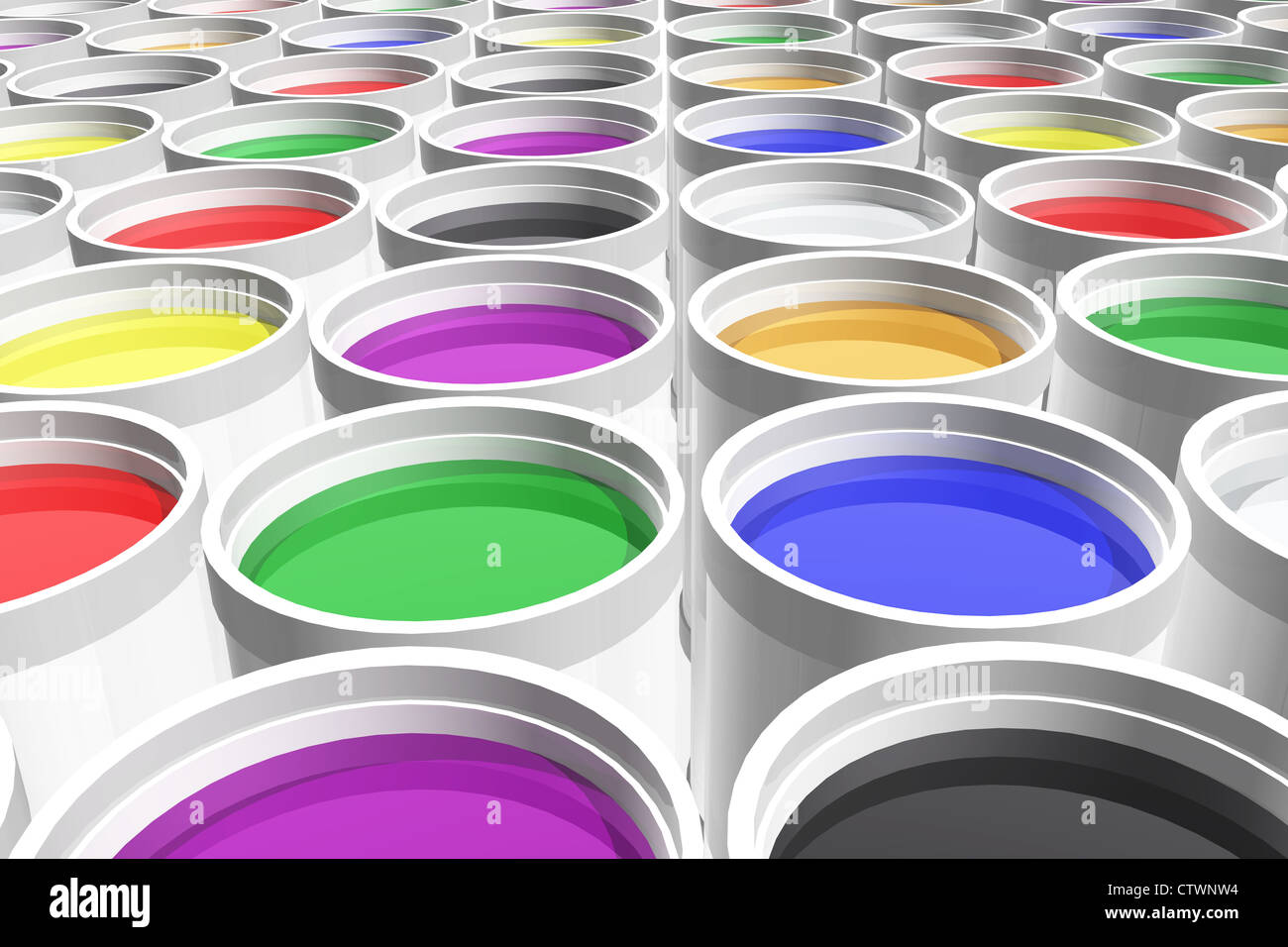 Cans of paint colors. 3D illustration render Stock Photo - Alamy