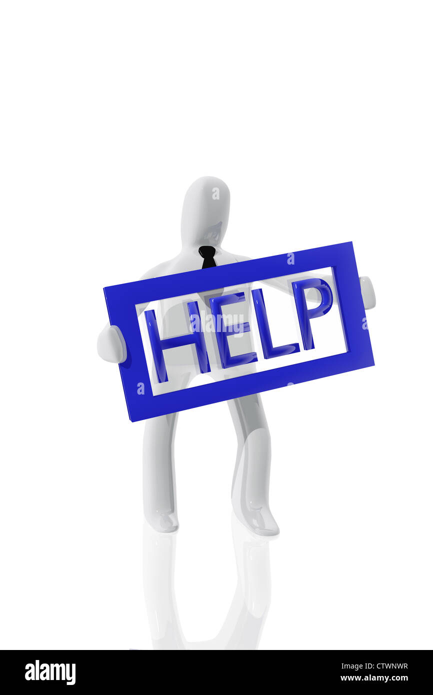 Figure with help symbol. 3D illustration render Stock Photo - Alamy
