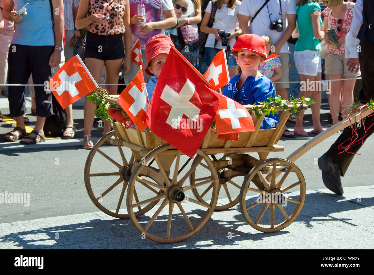 Switzerland, Canton Bern, Interlaken, festival in the 1st of August ...