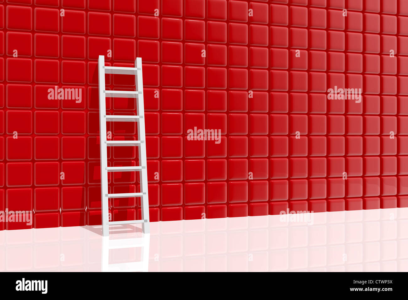 Ladder leaning against a wall. 3D illustration render Stock Photo - Alamy