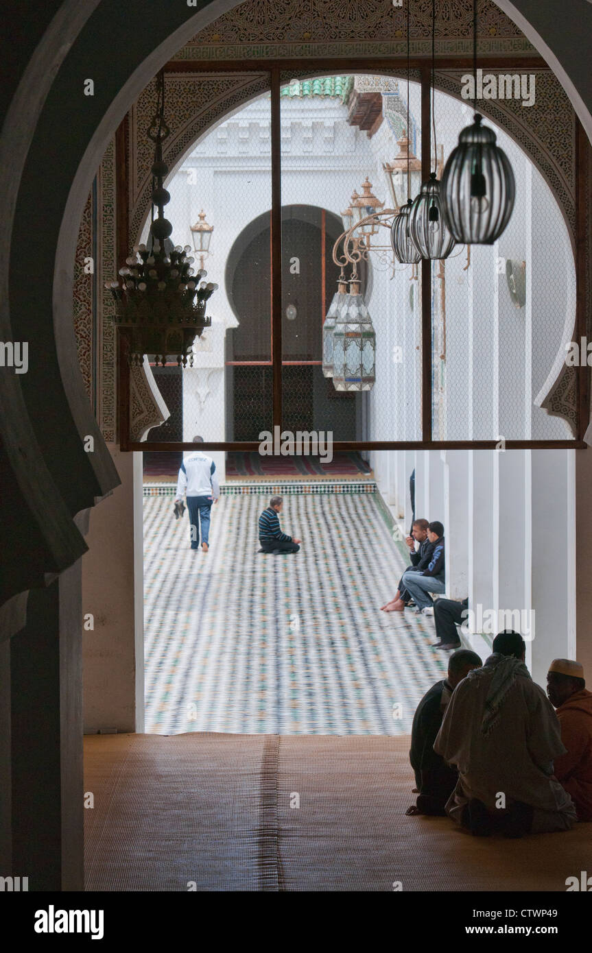 scene from the Kairaouine Mosque in ancient Fes, Morocco Stock Photo ...