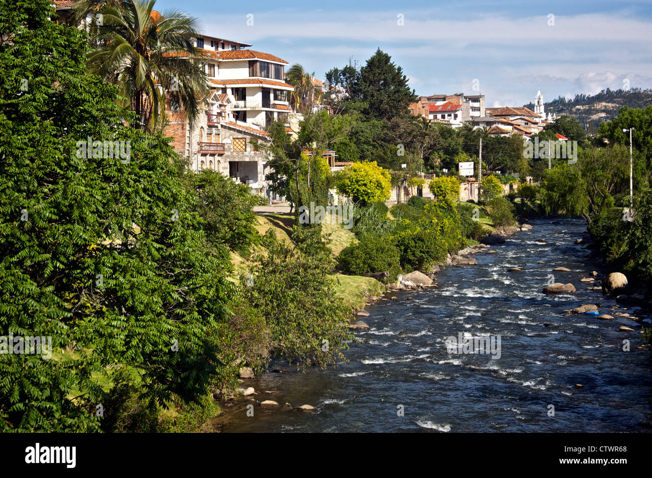 beautiful houses in front of the river. Cuenca, Ecuador Stock Photo - Alamy