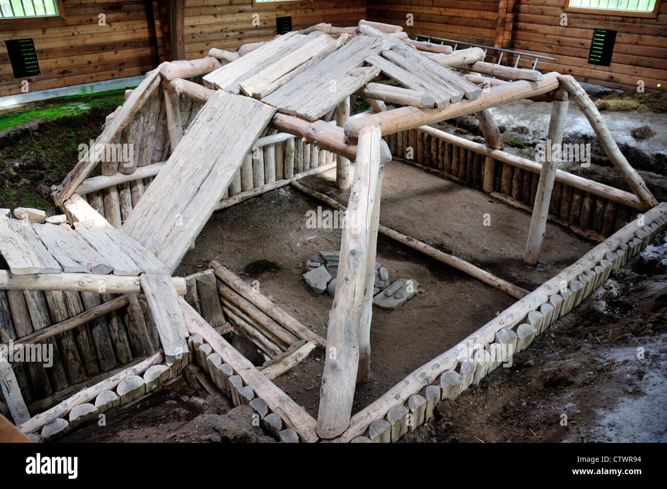 Reconstructed native Alaskan dwelling. Katmai National Park and ...