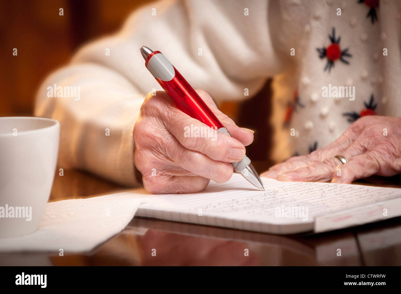 Elderly woman writing letter hi-res stock photography and images - Alamy