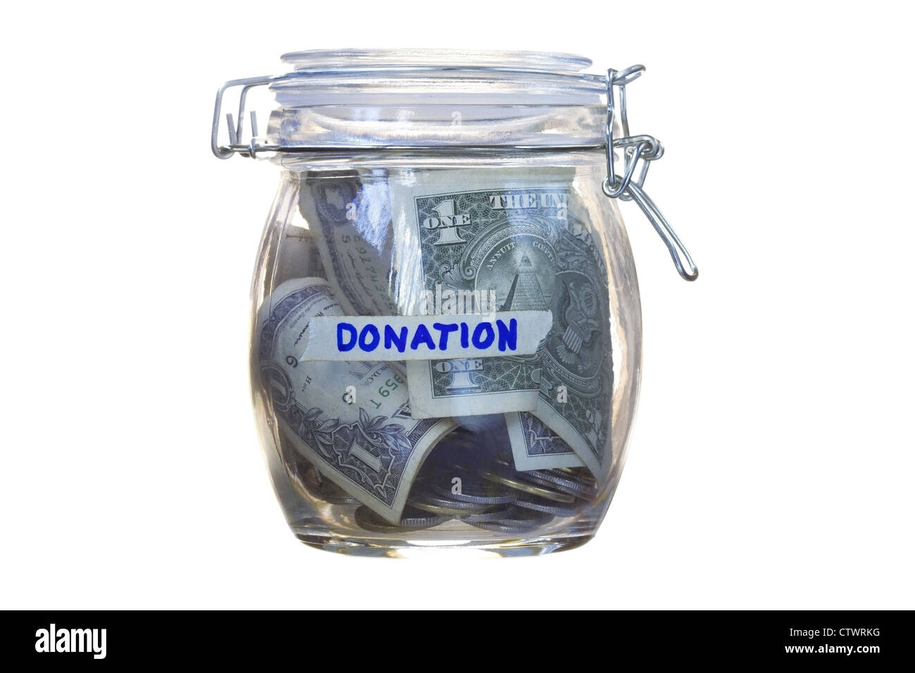 Donation in a jar Stock Photo - Alamy