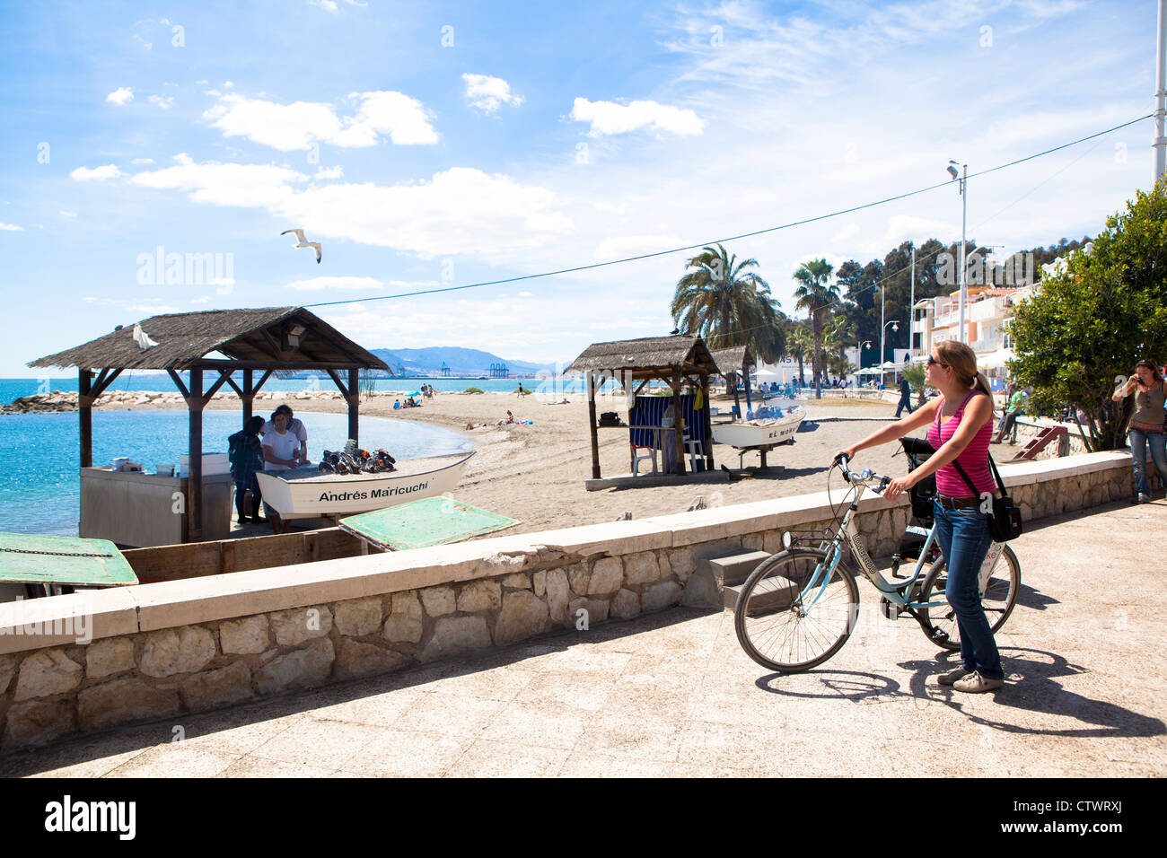 Malaga bike seafront hi-res stock photography and images - Alamy