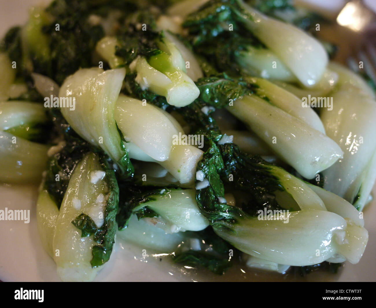 bak choy Chinese vegetable dish garlic source Stock Photo - Alamy
