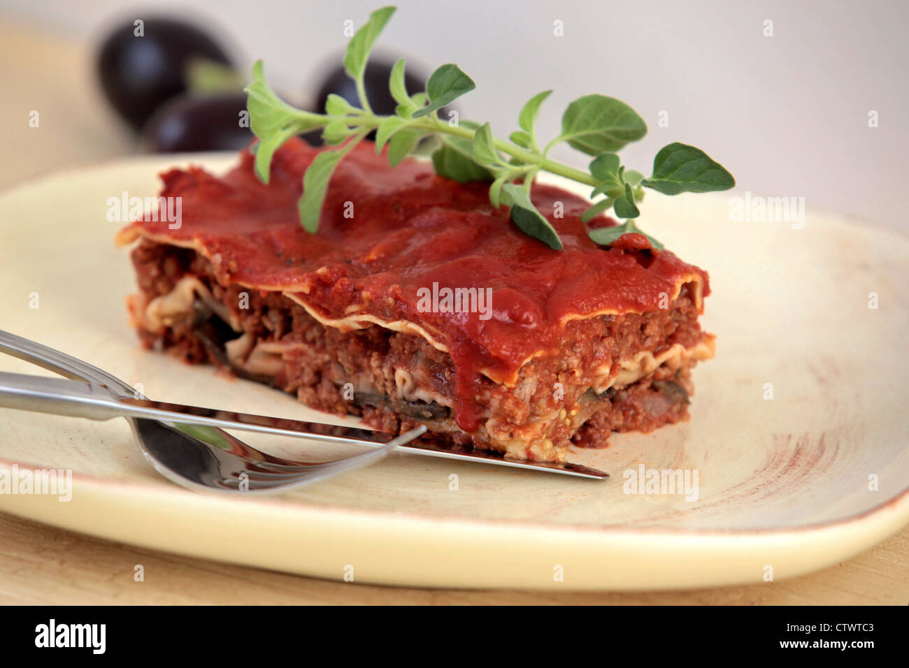 A plate of lasagna Stock Photo - Alamy
