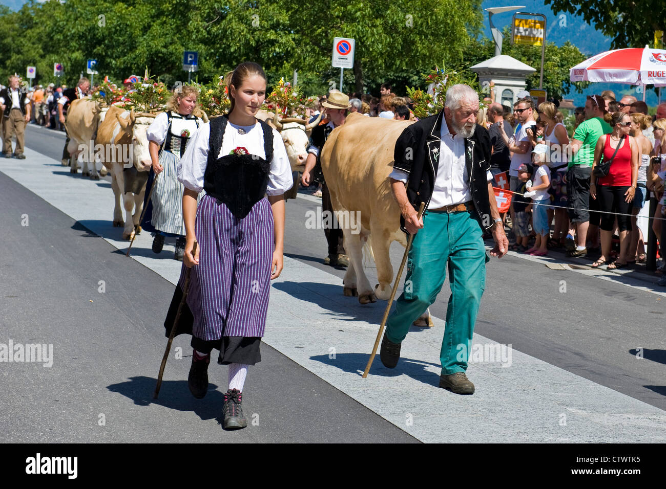 Switzerland, Canton Bern, Interlaken, festival in the 1st of August ...