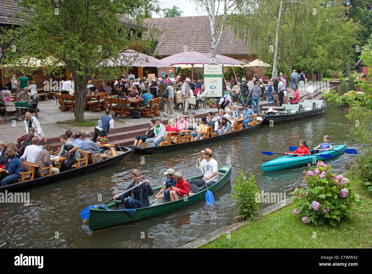 tourist village Lehde near Luebbenau, Spreewald, Brandenburg, Germany ...
