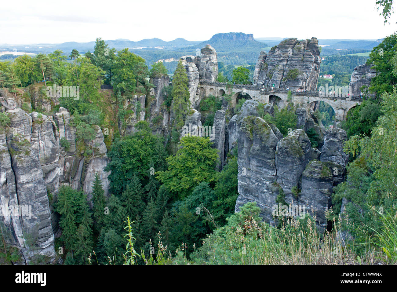Bastei Bridge near Rathen, Saxon Switzerland, Saxony, Germany Stock ...