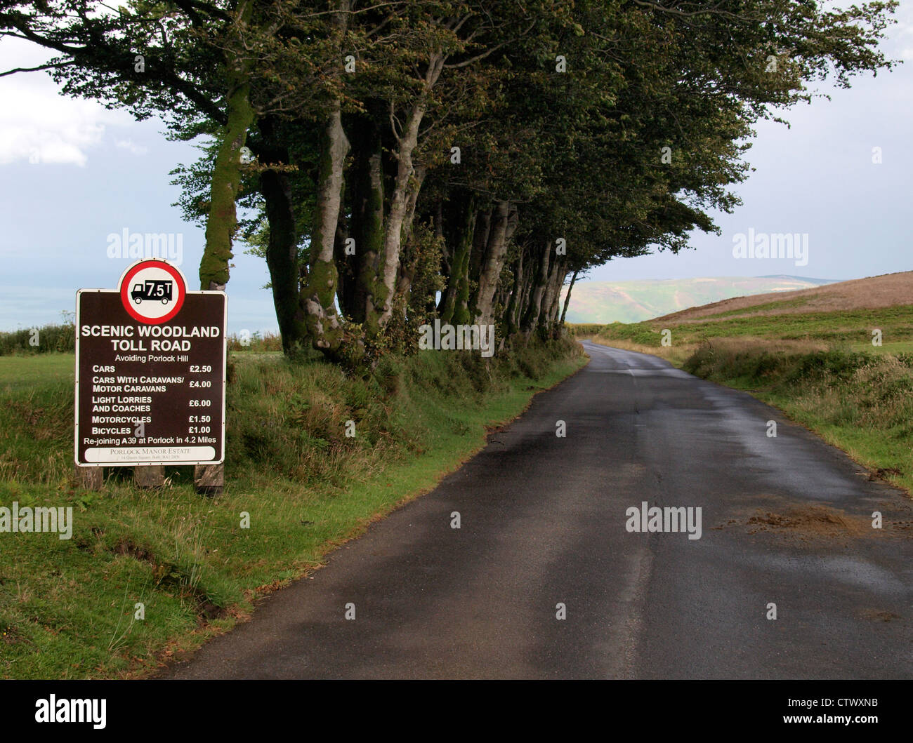Toll Road avoiding Porlock Hill, Exmoor, Somerset, UK Stock Photo - Alamy