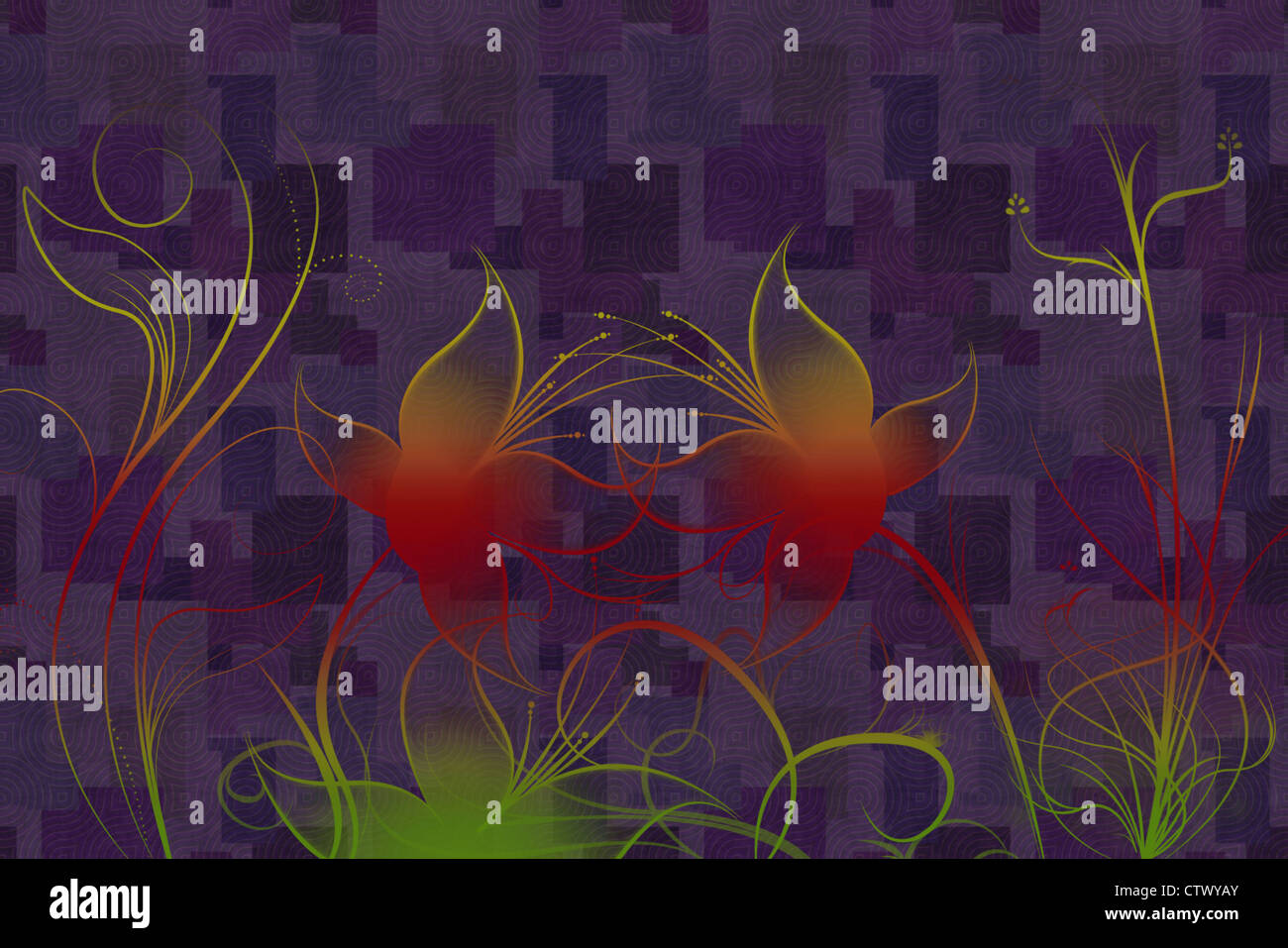 Beautiful illustrated flower design with background pattern Stock Photo ...