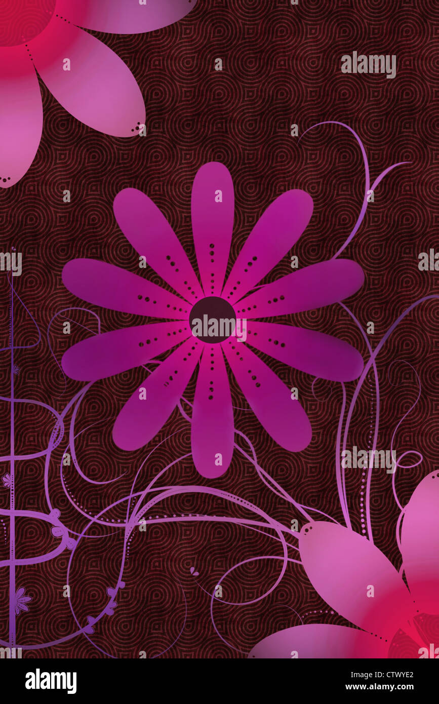 Beautiful illustrated flower design with background pattern Stock Photo ...