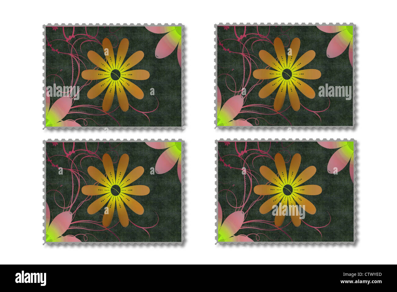 Beautiful illustrated flower design with background pattern Stock Photo ...