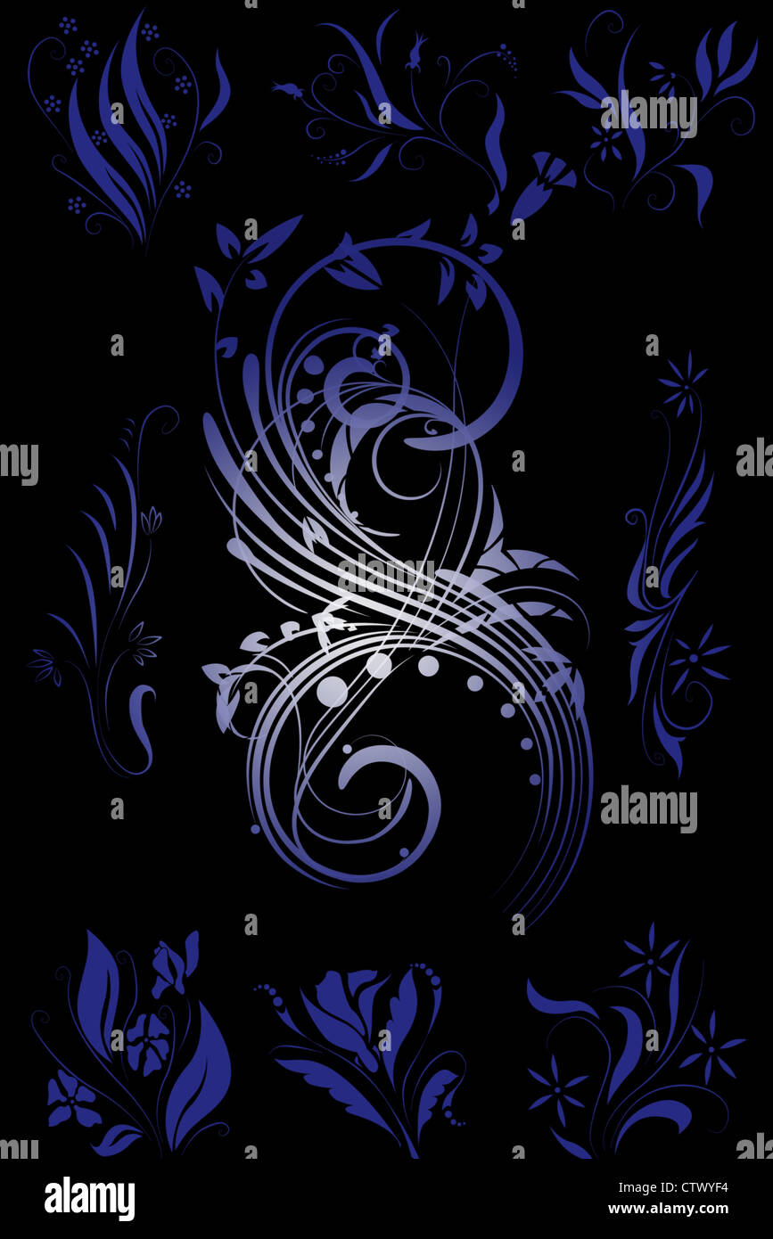 Beautiful illustrated flower background design with gradient Stock ...