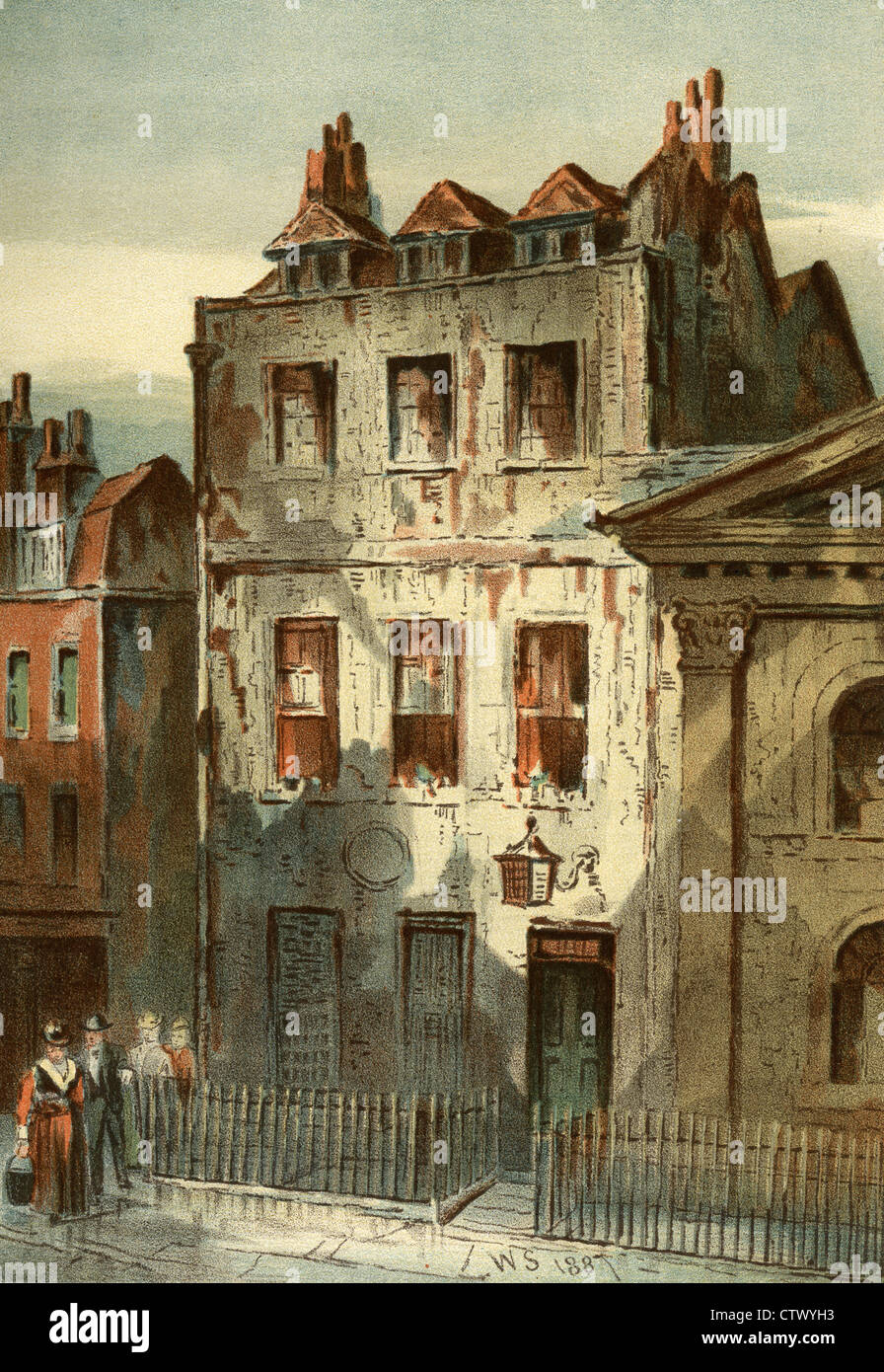 Vintage picture of old London. Sir Isaac Newton's House, St Martin's ...