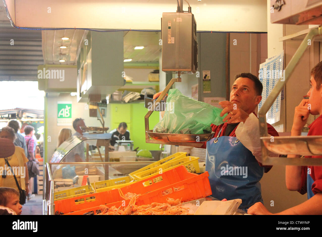 The La Rochelle outdoor and indoor food market Stock Photo - Alamy