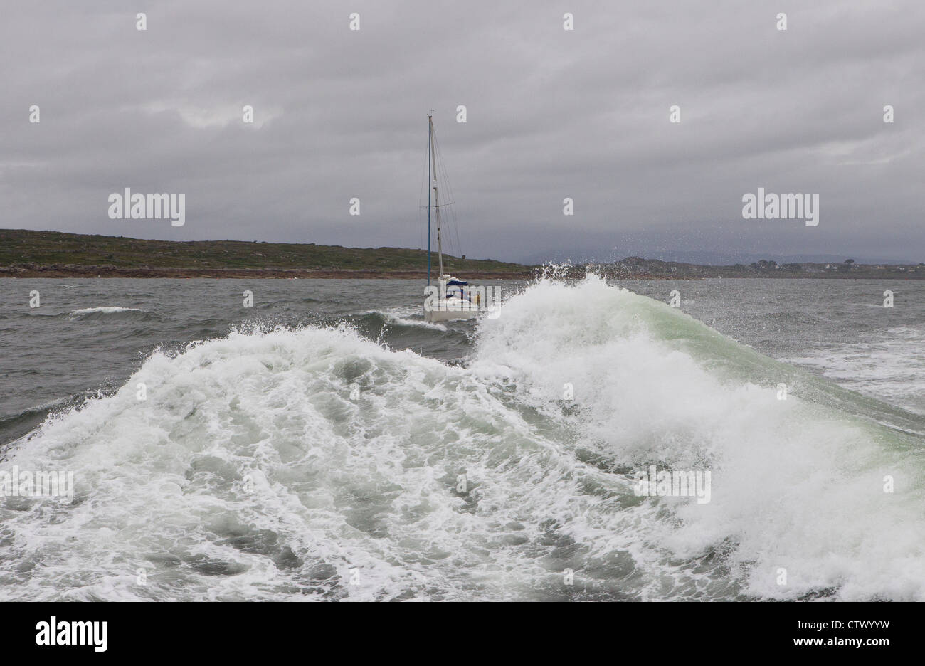 yacht in stormy seas Stock Photo - Alamy