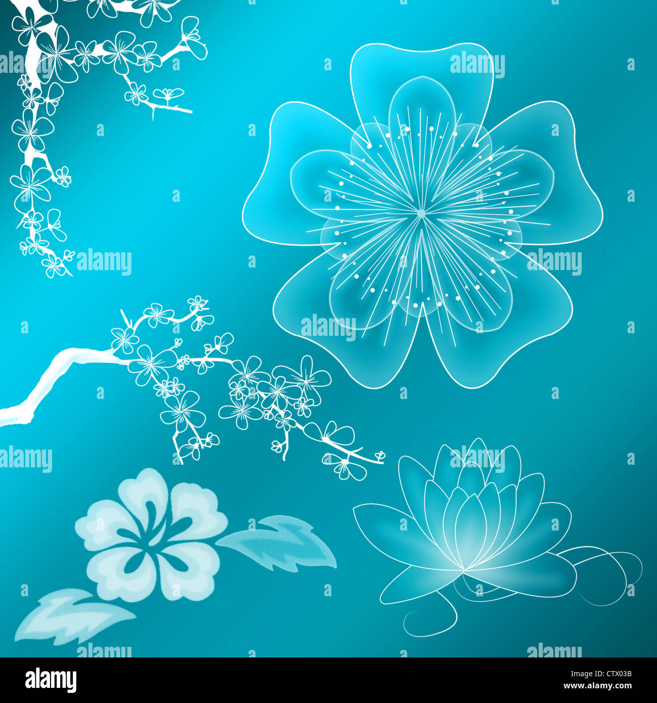 Beautiful illustrated flower background design with gradient Stock ...