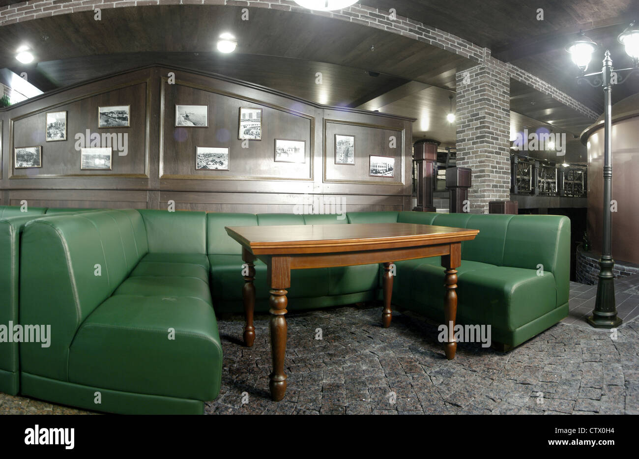 Interior of night club with brick wall Stock Photo - Alamy